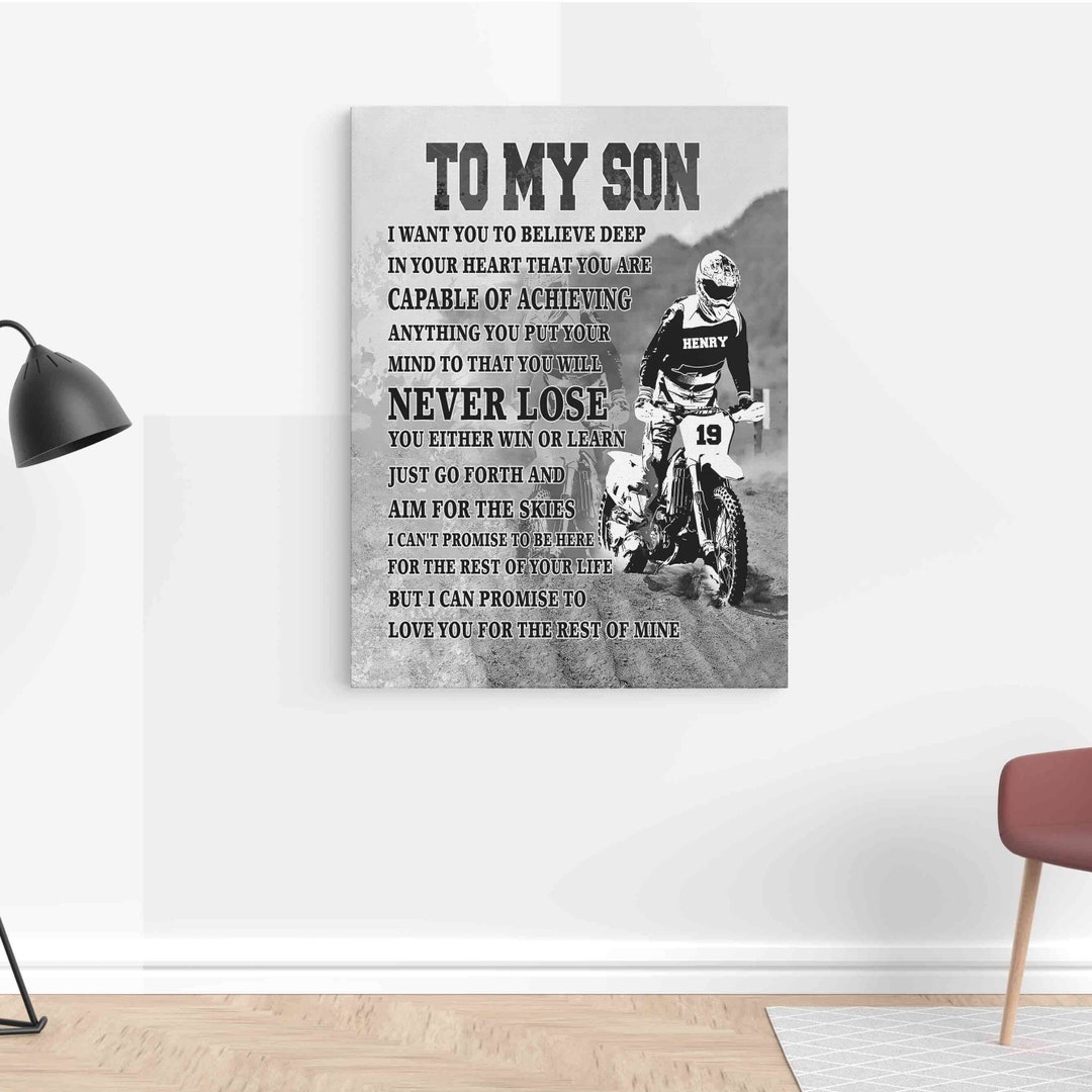 Personalized Name Canvas, Motorcycle Canvas, Dirt Bike Canvas ...