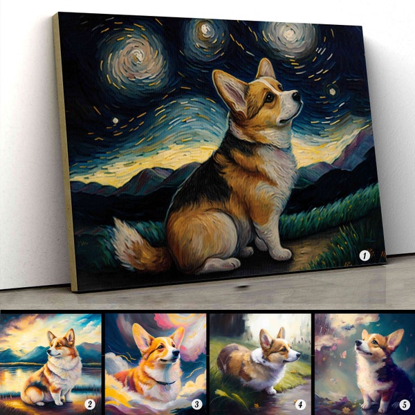 Corgi Starry Night Art - Etsy