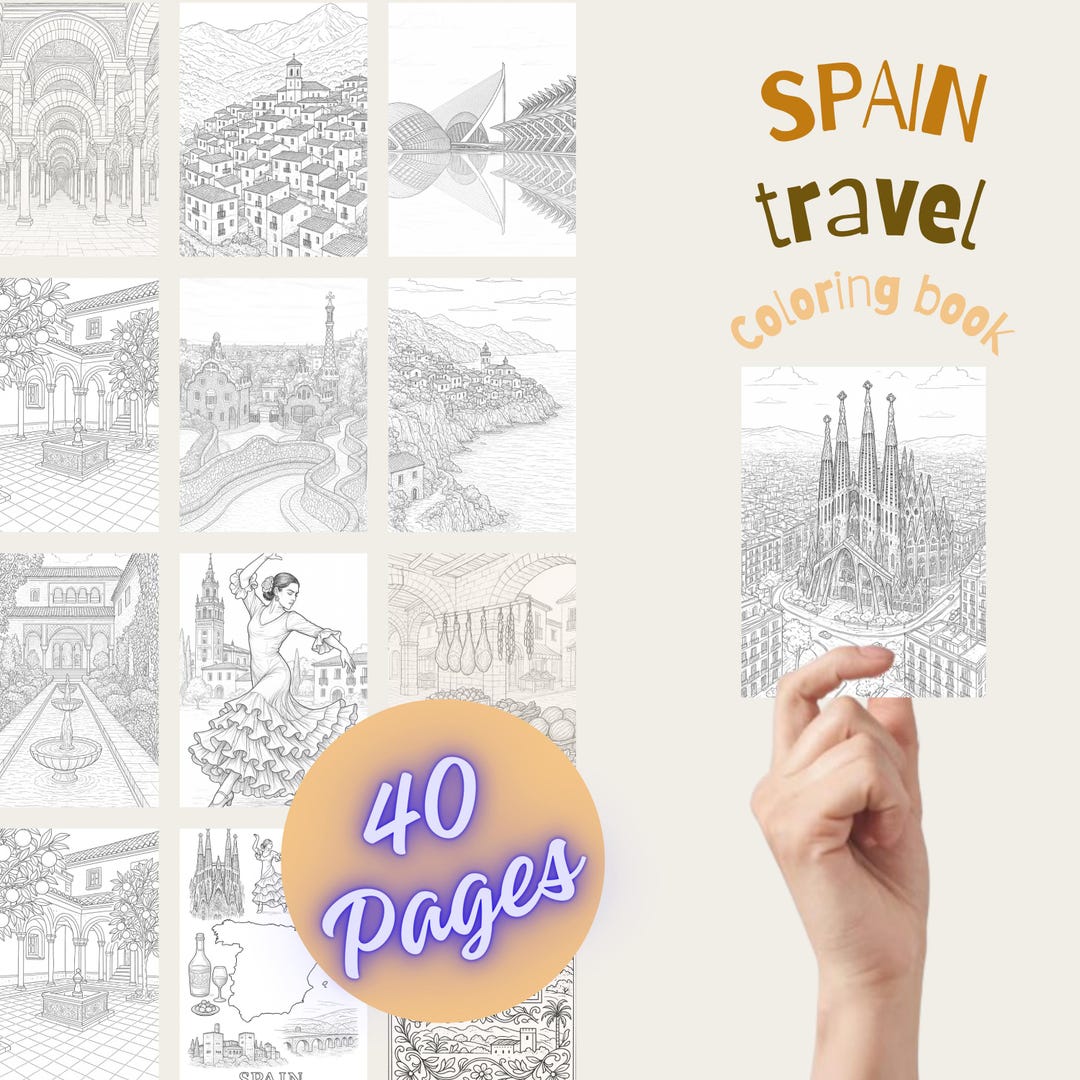 Spain Coloring Pages for Adults | Spanish Landmarks, Culture and Food ...