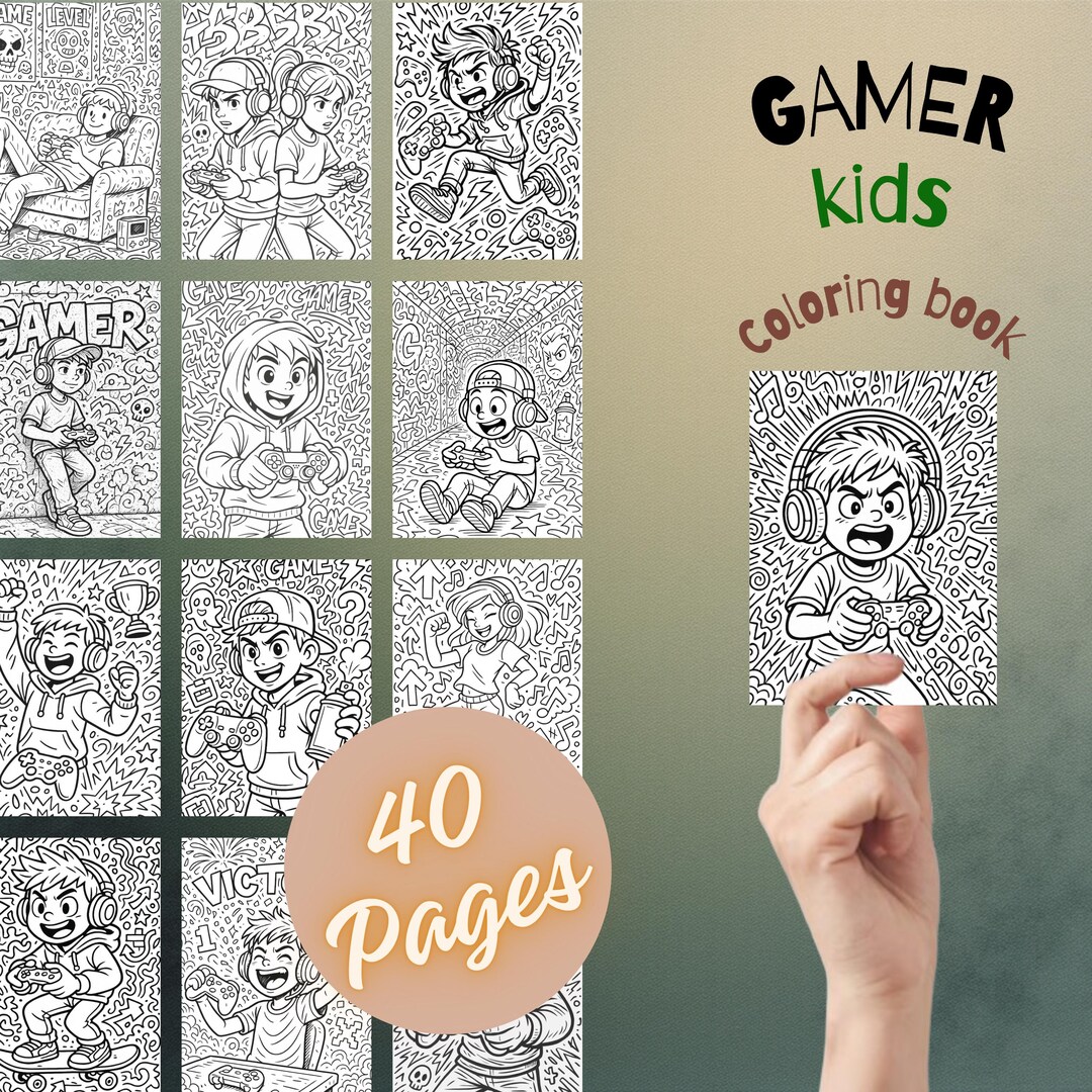 Gamer Kids Coloring Pages PDF | Street Art Gaming Style | Extra ...