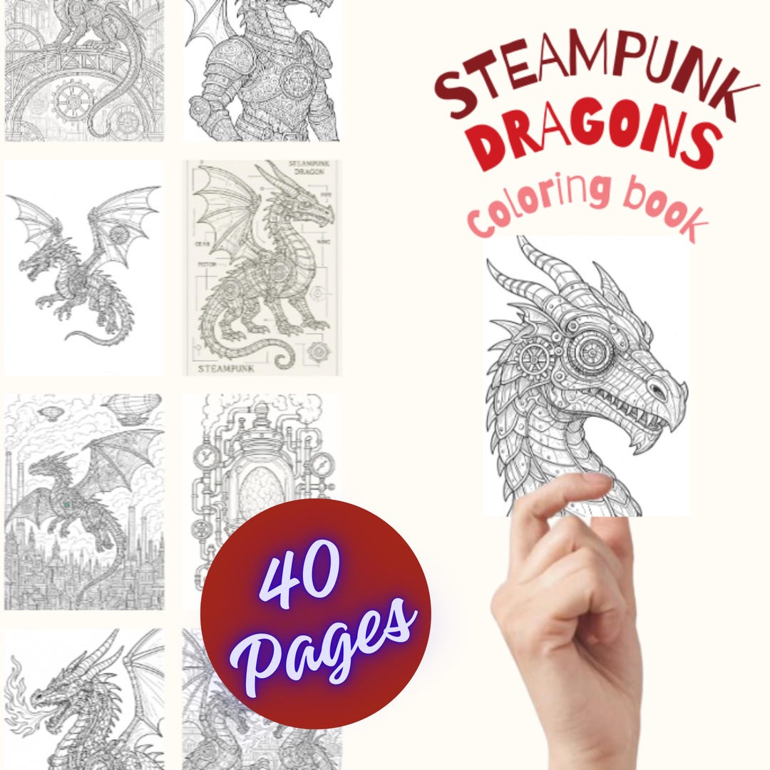 40 Steampunk Dragon Coloring Pages | Mechanical Dragons & Victorian ...