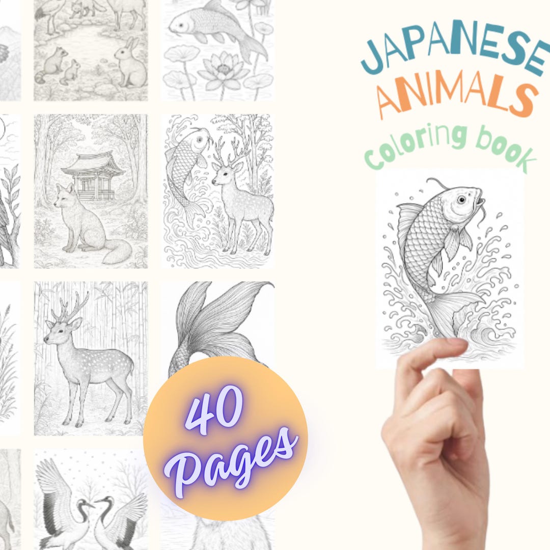 Japanese Koi Fish & Wildlife Coloring Pages for Adults | Realistic Zen ...