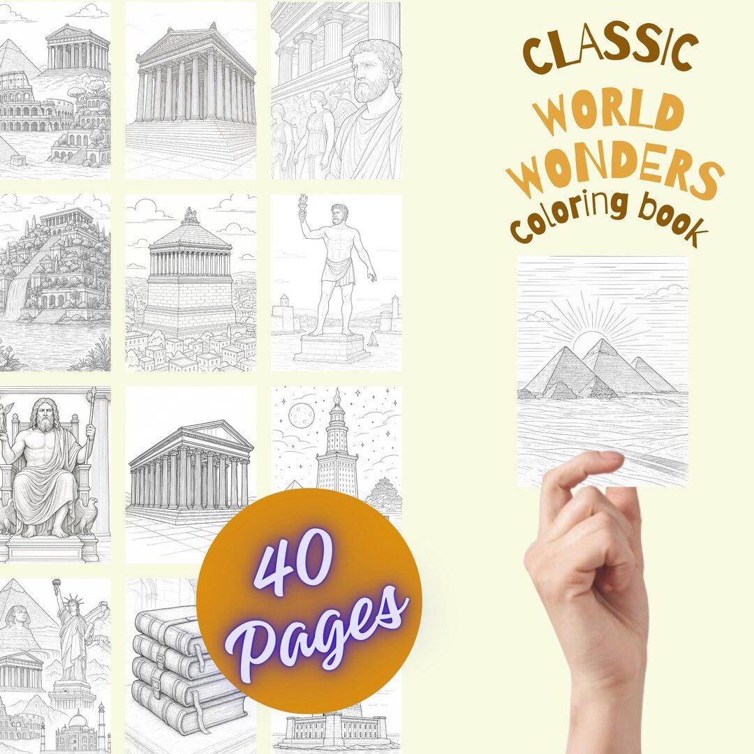 40 Classic Wonders of the World Coloring Pages for Adults | Ancient ...