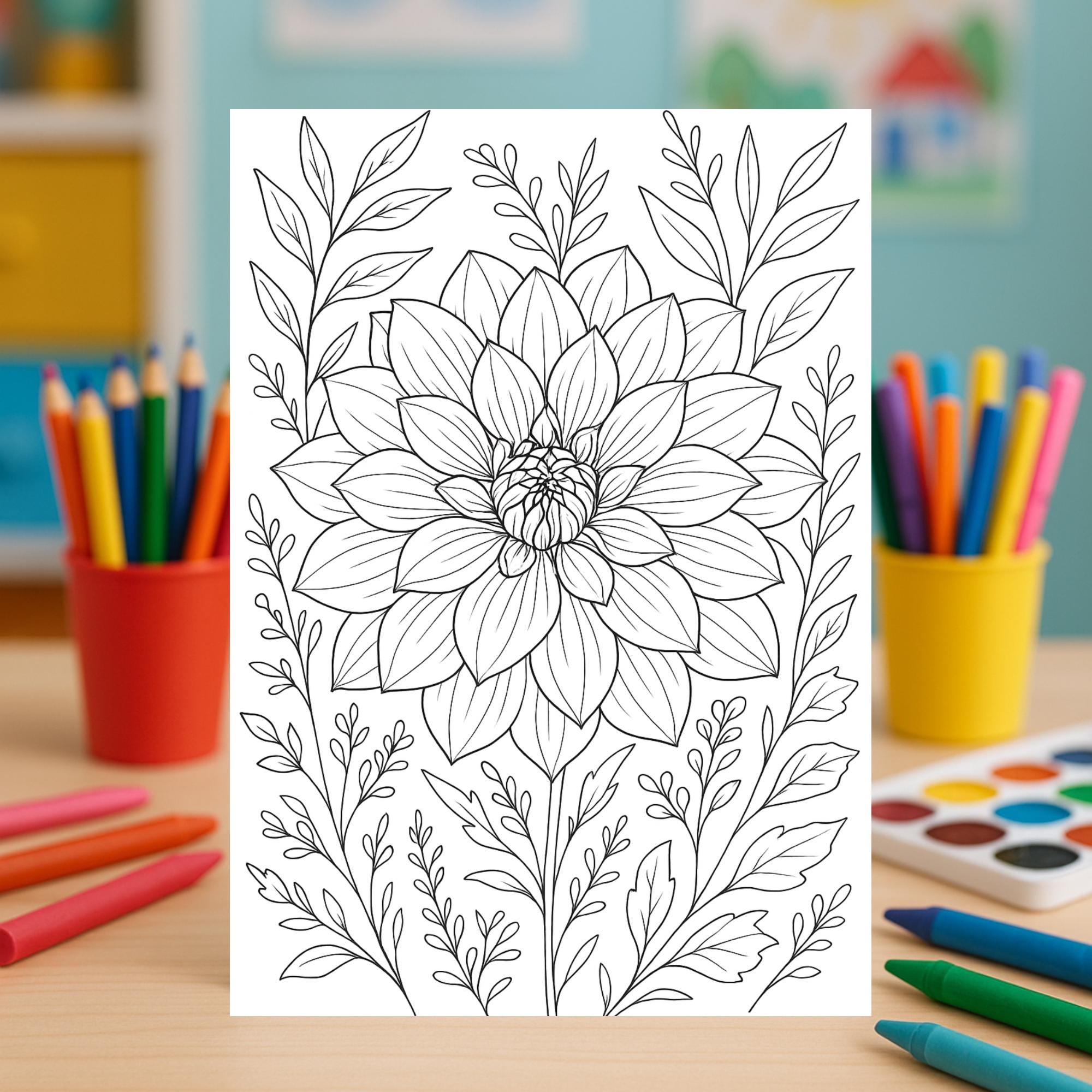 40 Realistic Flower Coloring Pages for Adults | Botanical Printable PDF ...