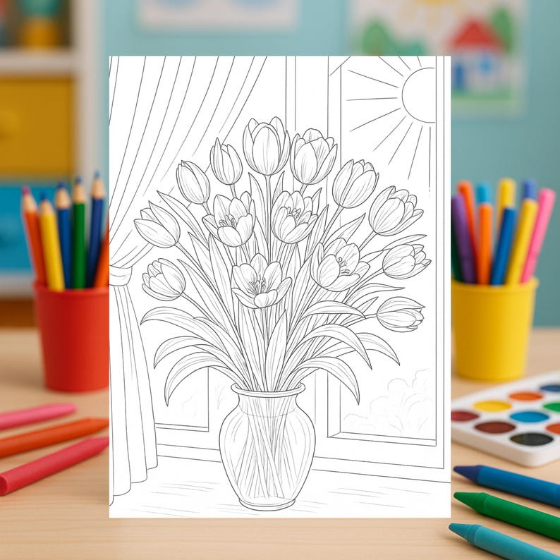 Flower Bouquet Coloring Pages for Adults | Realistic Floral ...