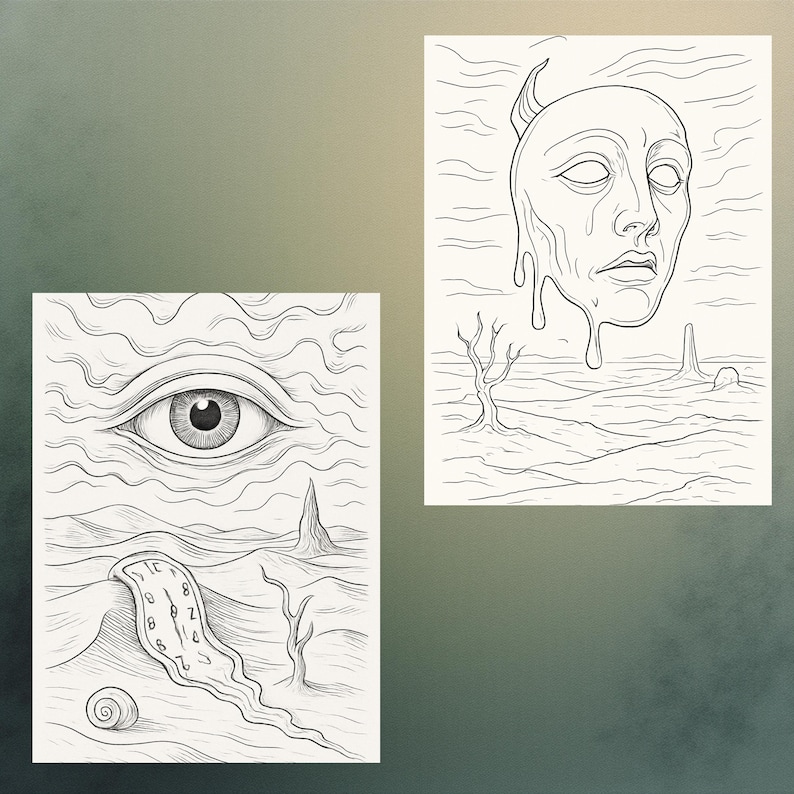 Surreal Art Coloring Pages Inspired by Salvador Dalí | Whimsical ...