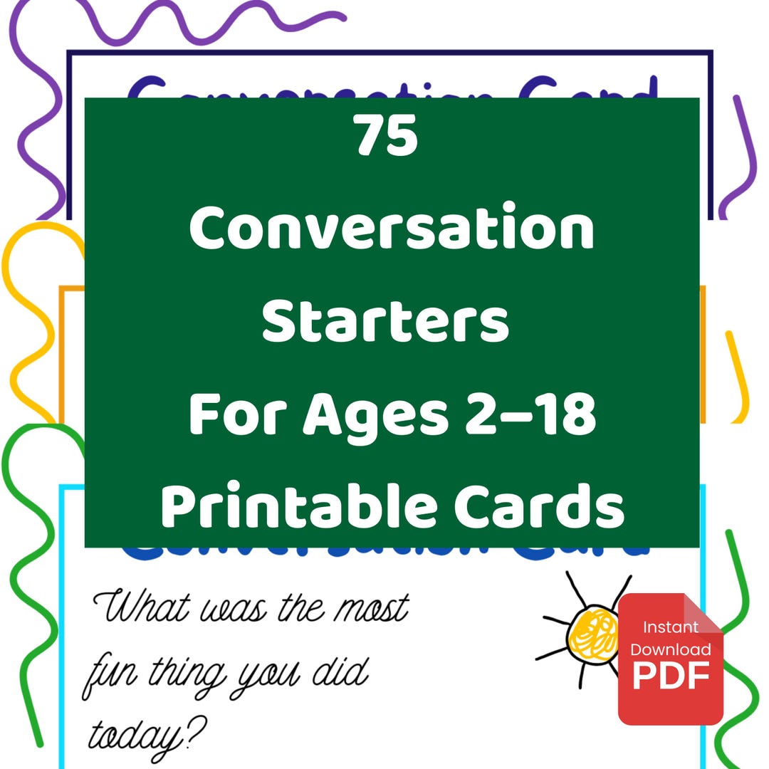 Printable Conversation Cards for Kids & Teens – 75 Question Cards for ...