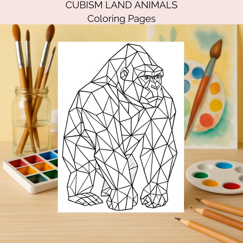 Cubism Animals Coloring Pages for Adults | Abstract Cubist Land Animals ...