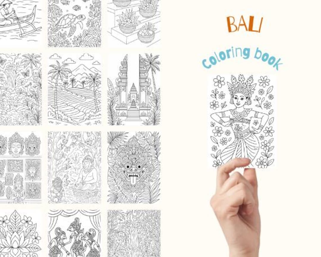 Bali Coloring Pages | 40 Color Pages Tropical Island Printable ...