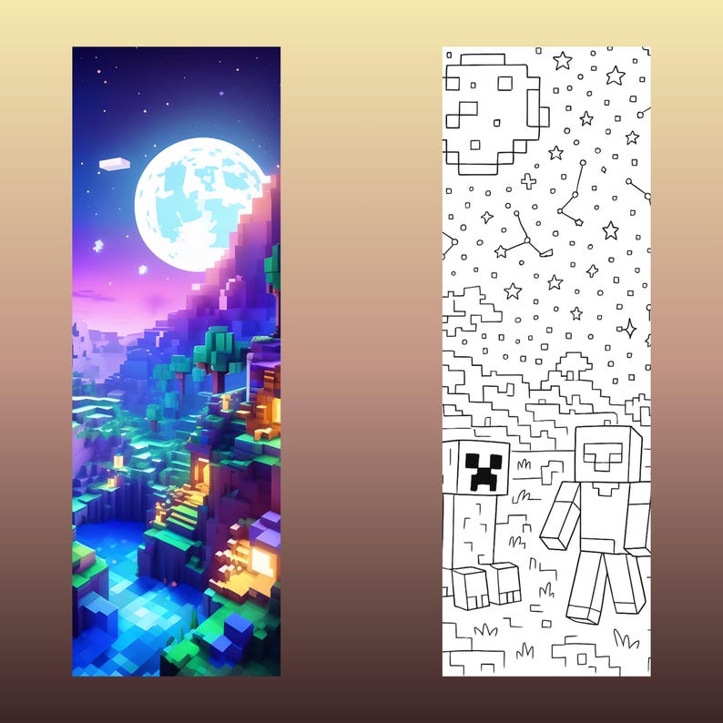 Minecraft Bookmark Bundle | 50 Printable Bookmarks | Coloring & Color ...