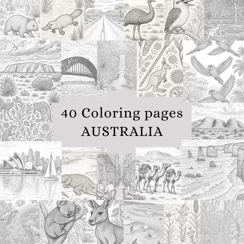 40 Australia Coloring Pages for Adults | Australian Landmarks, Wildlife ...