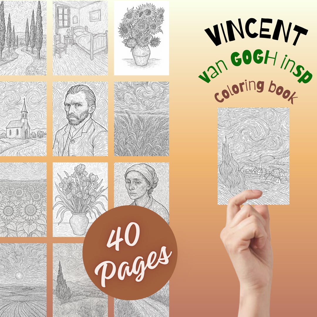 Vincent Van Gogh Coloring Pages for Adults | Post-impressionist Art ...
