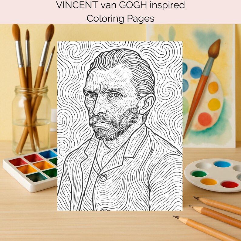 Vincent Van Gogh Coloring Pages for Adults | Post-impressionist Art ...