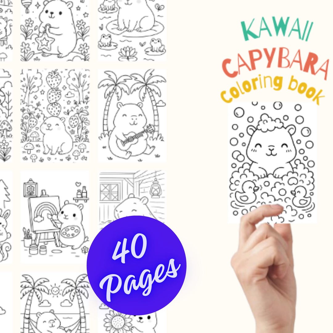 40 Cute Kawaii Capybara Coloring Pages - Fun and Whimsical Printable ...