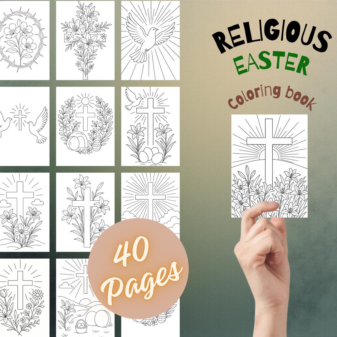 Christian Easter Coloring Pages | Minimal Religious Line Art ...
