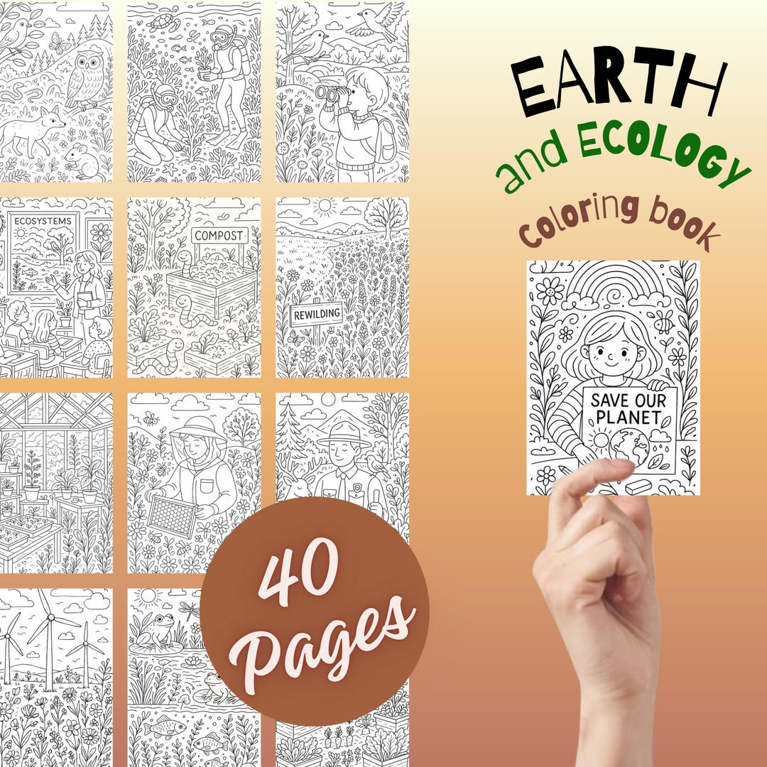 Earth & Ecology Awareness Coloring Pages – Cozy Sustainability Coloring ...