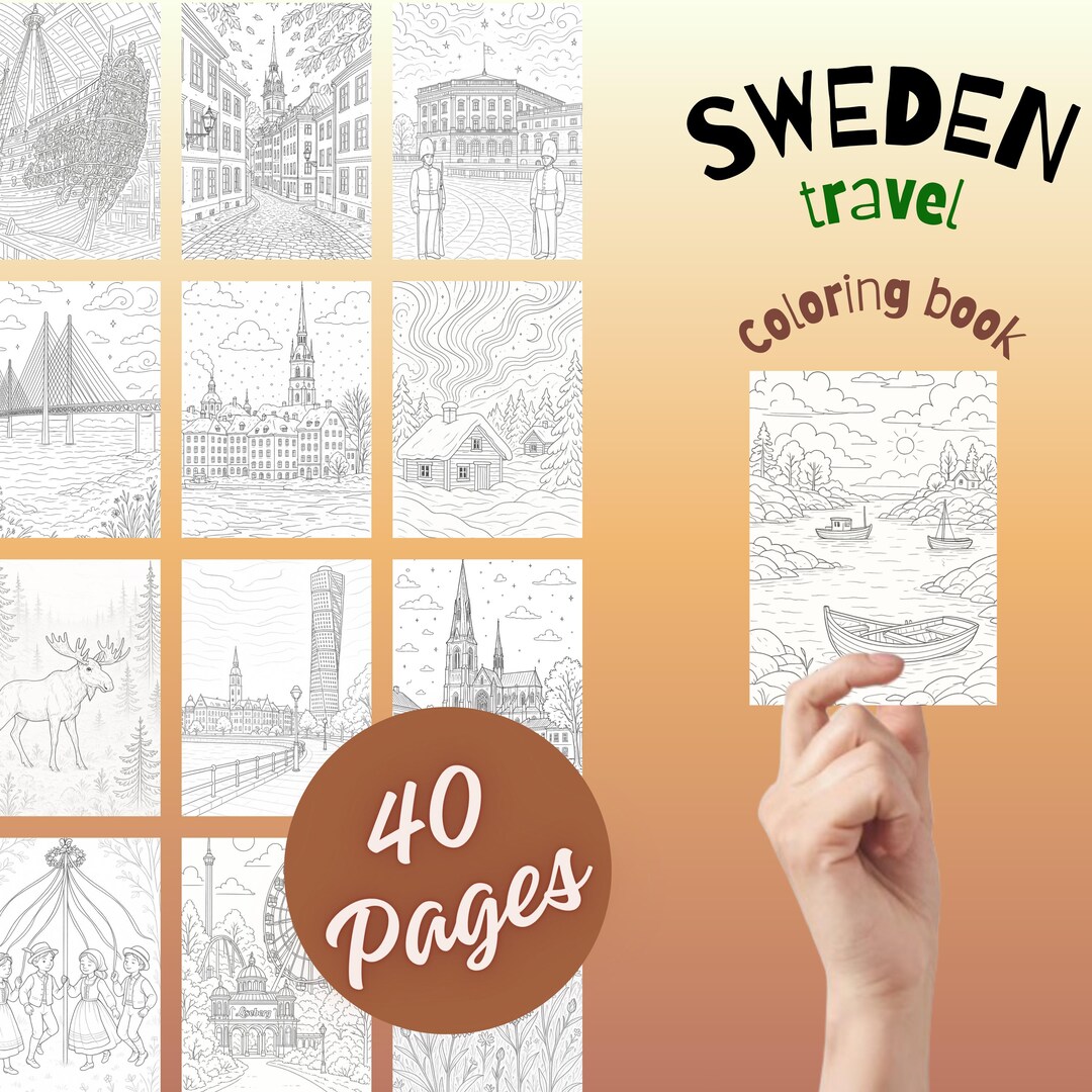Sweden Coloring Book Printable PDF – 40 Whimsical Nordic Pages of ...