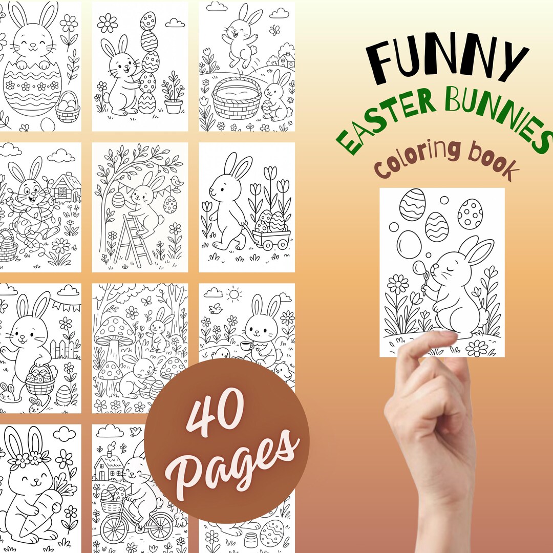 Funny Easter Bunny Coloring Pages – Cozy Easter Coloring Book, Cute ...