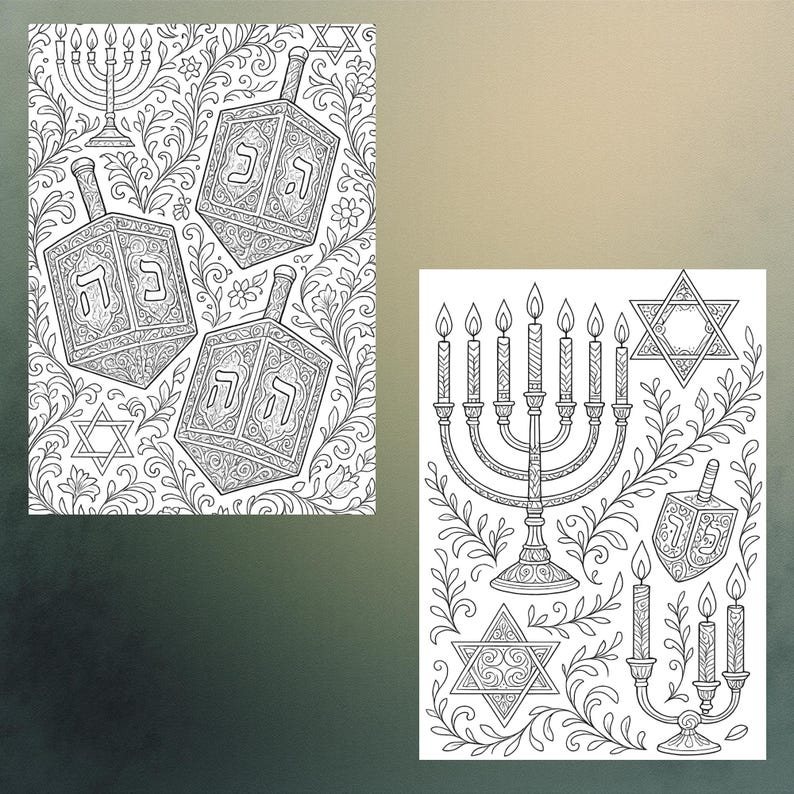 40 Hanukkah Coloring Pages for Adults | Jewish Holiday Symbols, Menorah ...