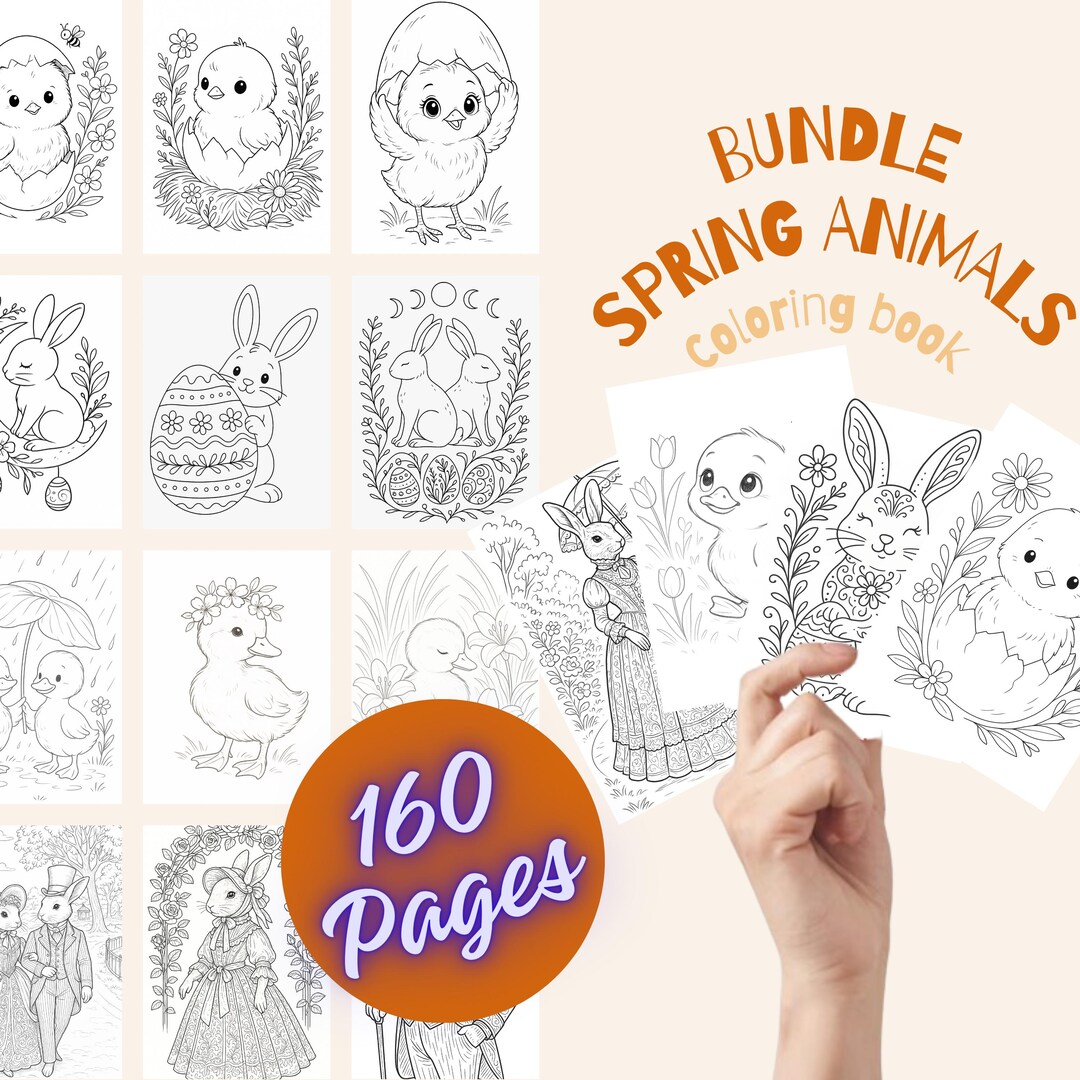 160 Easter Coloring Pages Bundle | Baby Chicks, Ducklings, Victorian ...