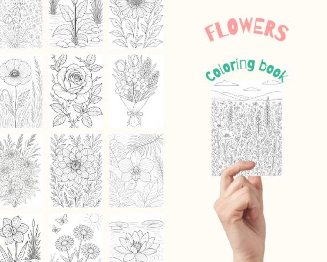 40 Realistic Flower Coloring Pages for Adults | Botanical Printable PDF ...