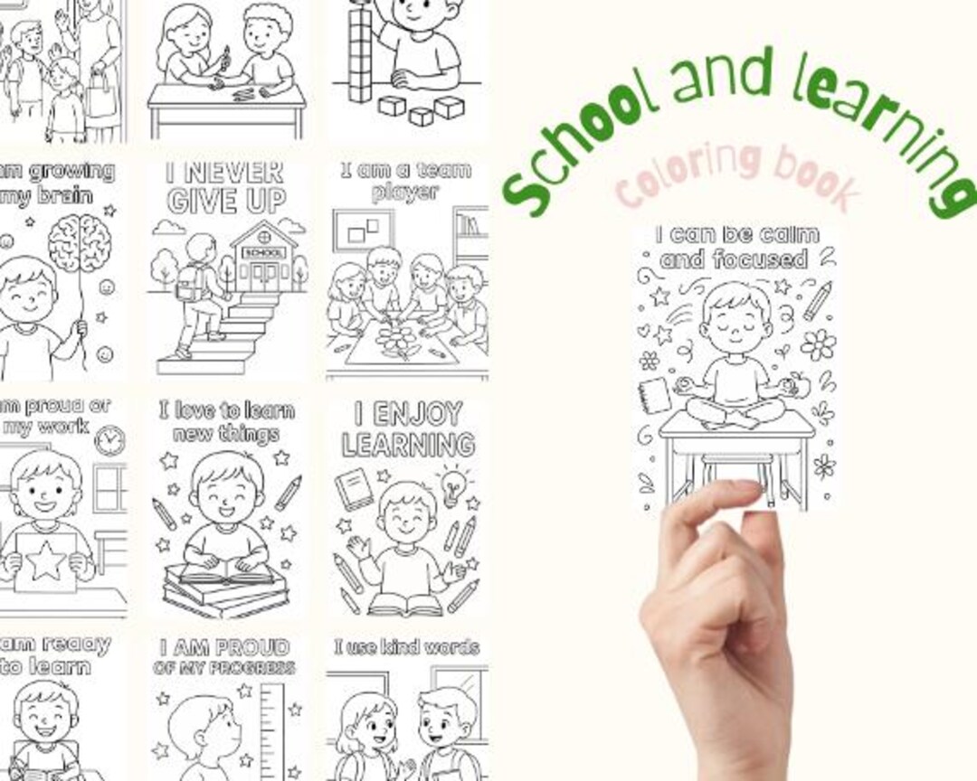 School Affirmation Coloring Pages for Kids | 40 Growth Mindset ...