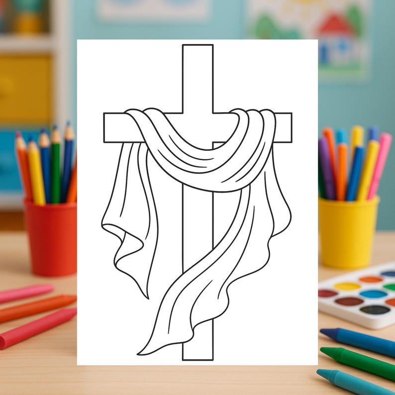 Christian Easter Coloring Pages | Minimal Religious Line Art ...