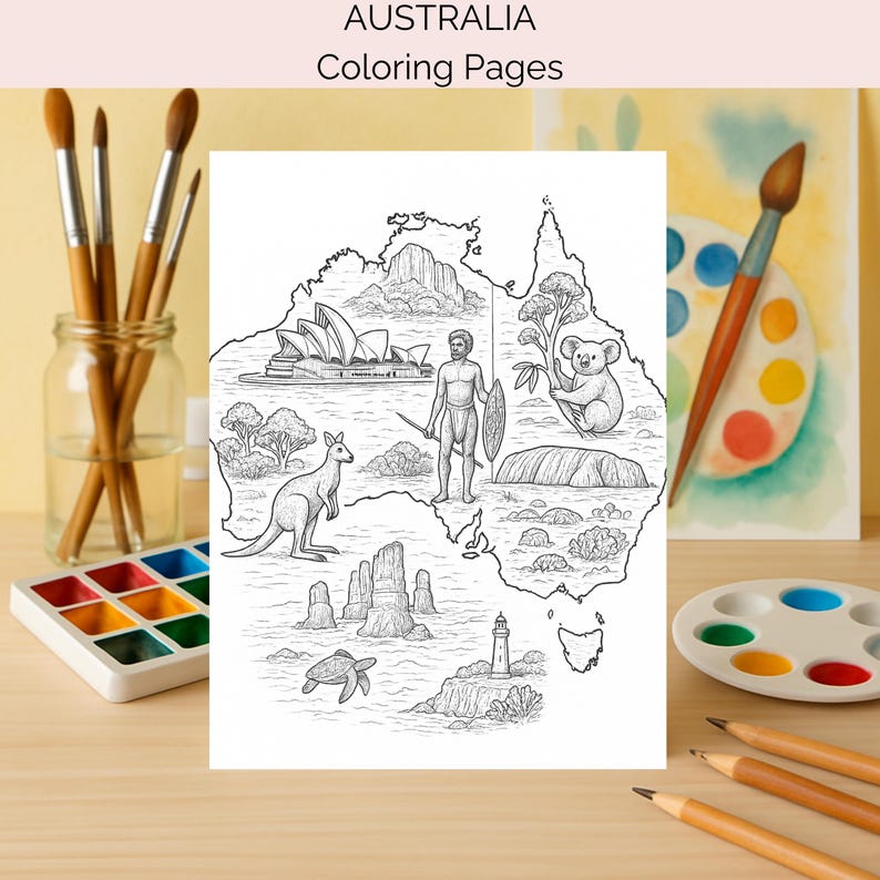 40 Australia Coloring Pages for Adults | Australian Landmarks, Wildlife ...