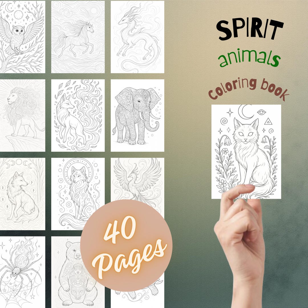 Spirit Animals Coloring Pages PDF | 40 Mystical Whimsical Fantasy ...