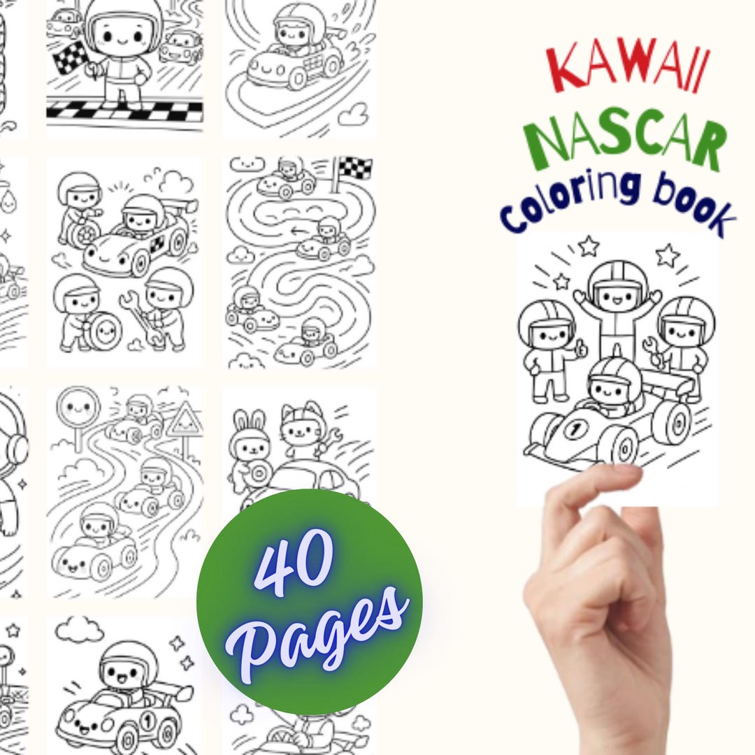 40 Kawaii Racing Coloring Pages for Kids | Cute NASCAR Printable ...