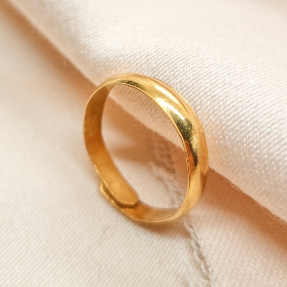 24k Solid Gold Round Edge Ring Pure Gold Unisex Adjustable - Etsy