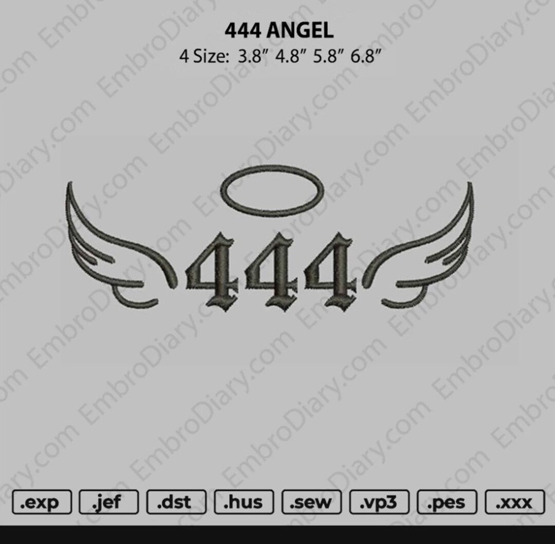 444 Angel Number Embroidery File - Etsy