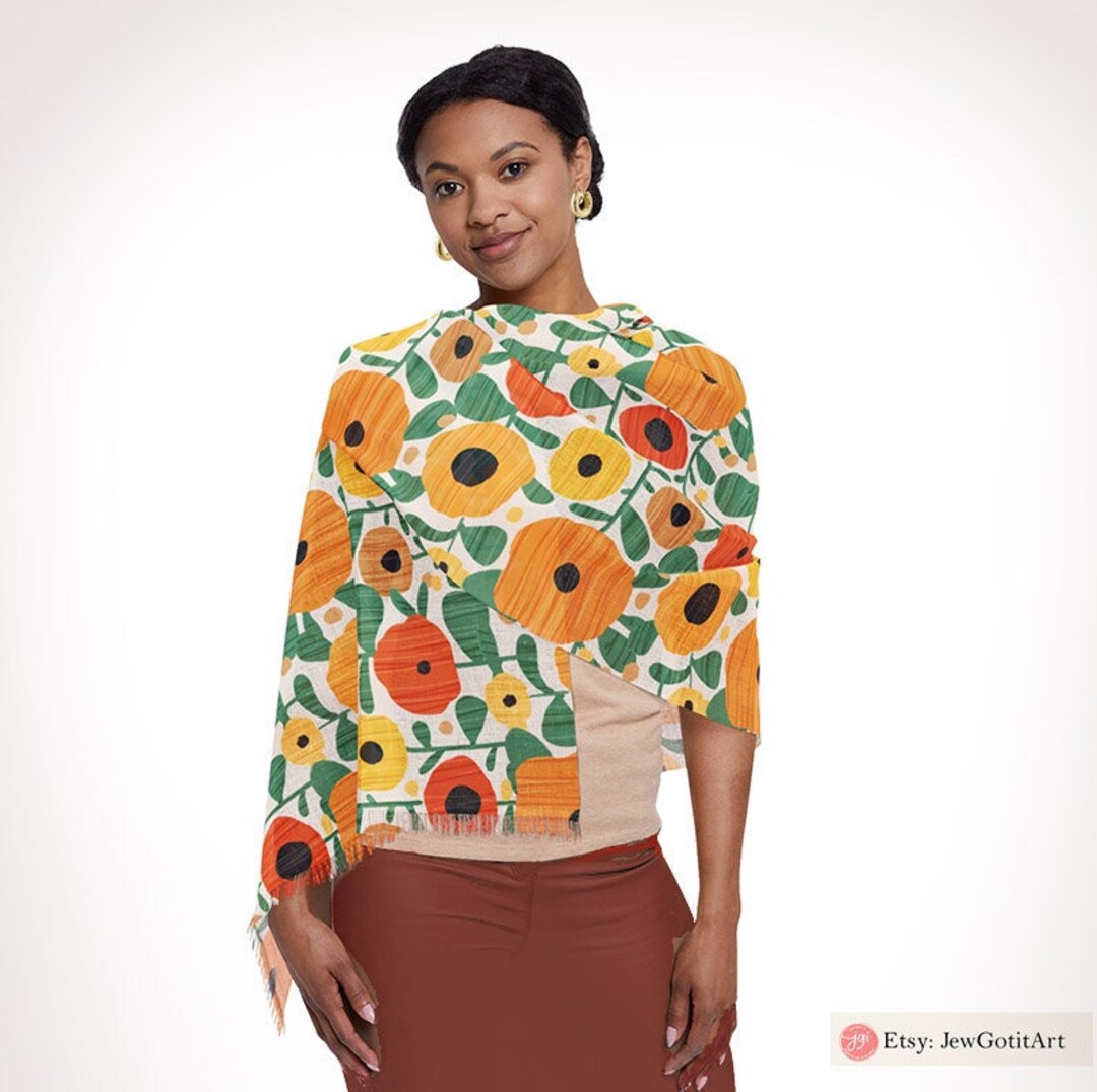 Tel Aviv Flowers Scarf Head Headwrap Flowers Scarves Women Fabric Hair ...