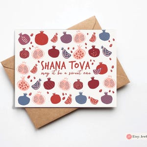 Rosh Hashanah Shana Tova Greeting Card Set Pomegranate Jewish Holiday ...