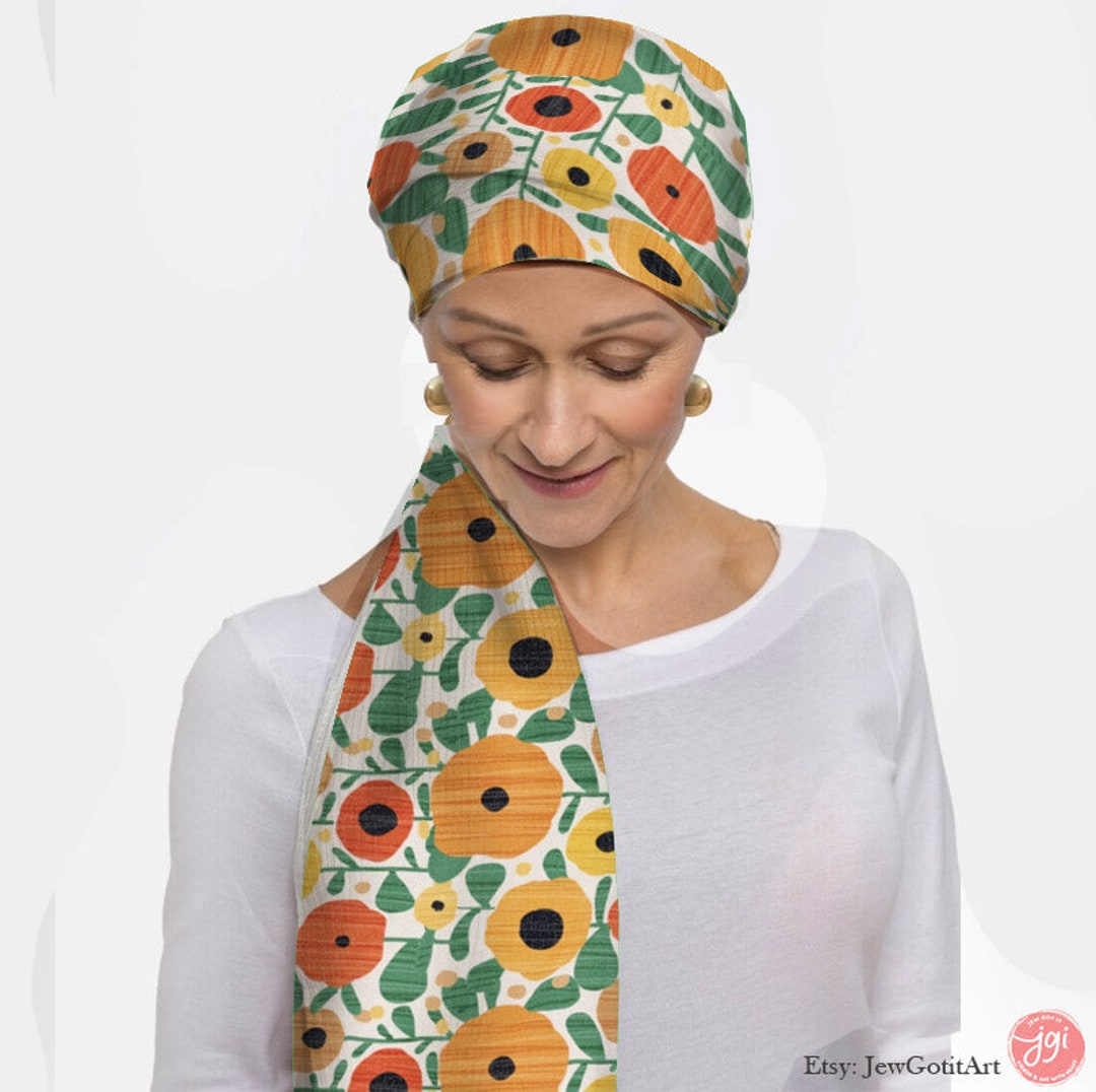 Tel Aviv Flower Scarf Head Headwrap Flowers Scarves Women Fabric Hair ...