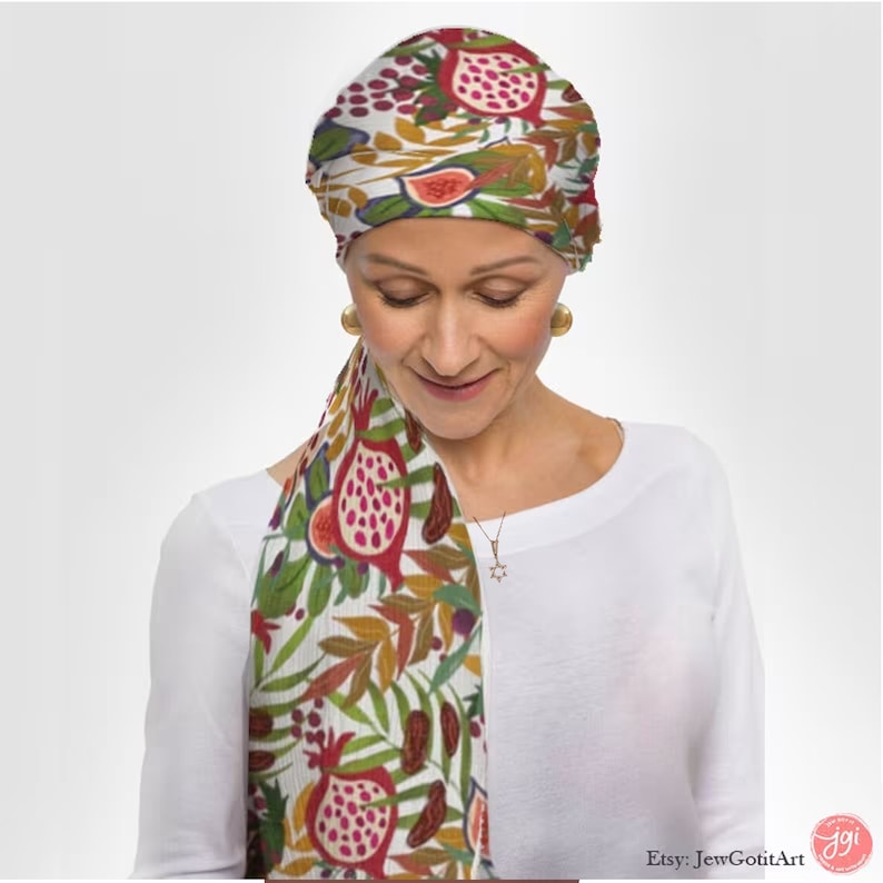 Pomegranates of Israel Scarf Head Headwrap Fruit Scarves Women Fabric ...