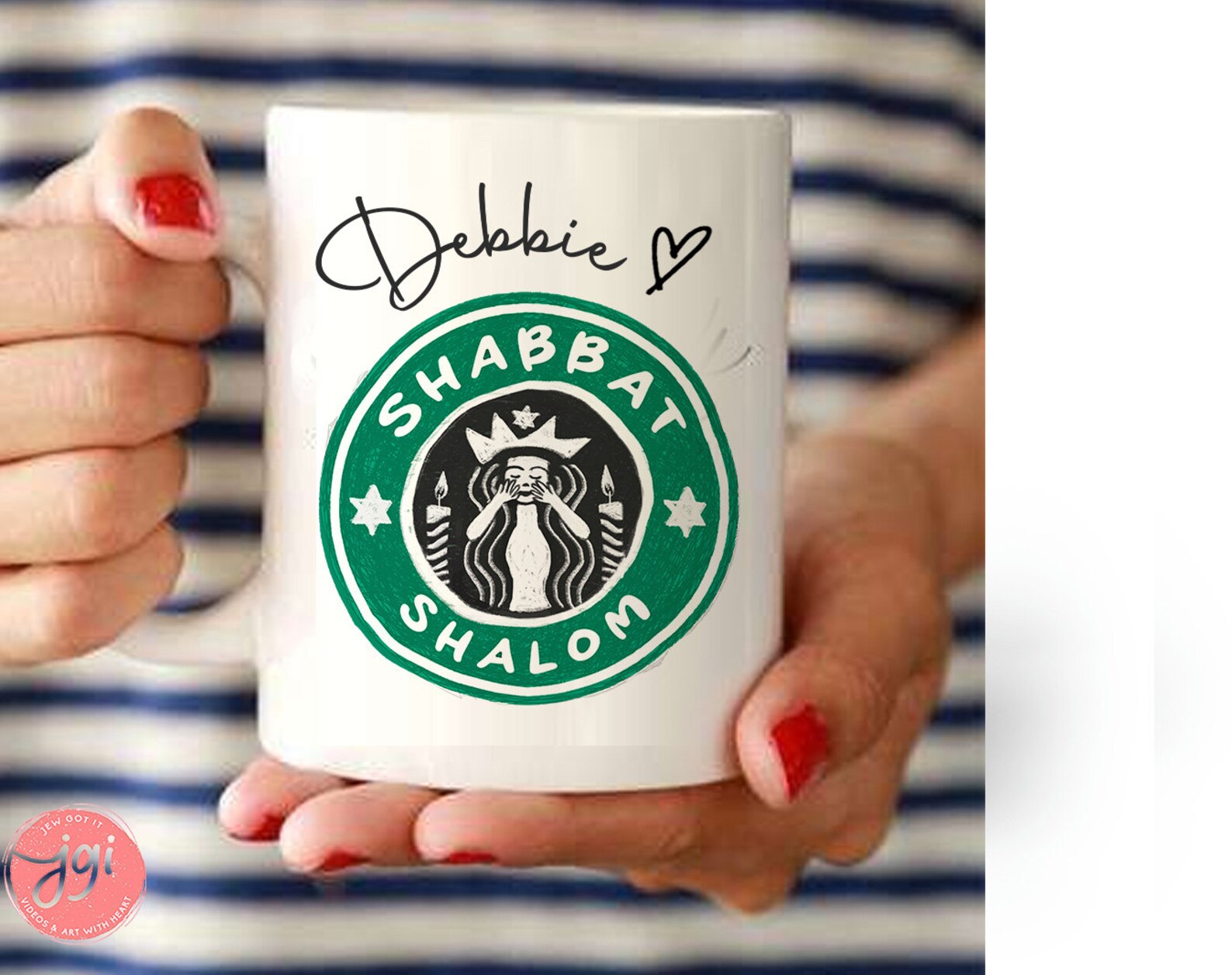 Custom Starbucks Shabbat Shalom Mug With Heart Good Shabbos - Etsy