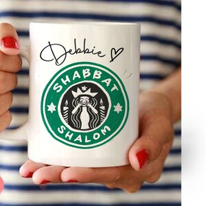 Custom Starbucks Shabbat Shalom Mug With Heart | Good Shabbos ...