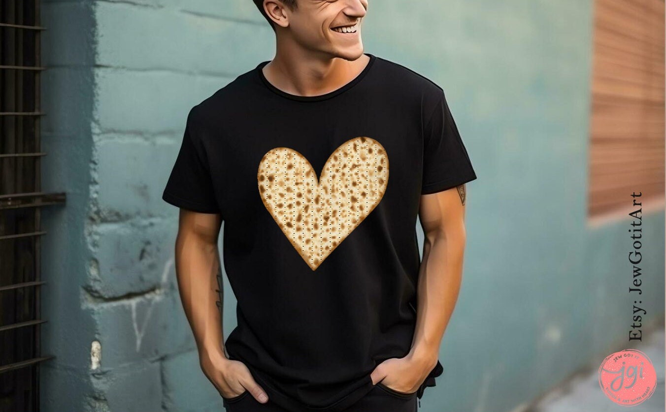 Passover Matzah Heart Shirt Jewish Gifts Tshirt Am Yisrael Chai Pesach ...
