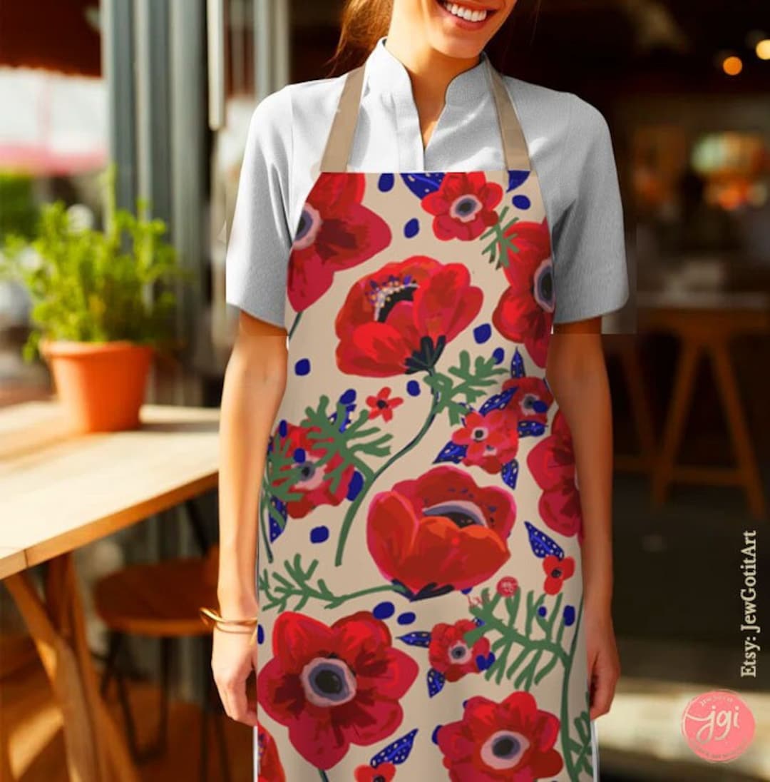 Israel Kalanit Flower Apron, Kitchen Jewish Gifts Israel Art Israeli ...