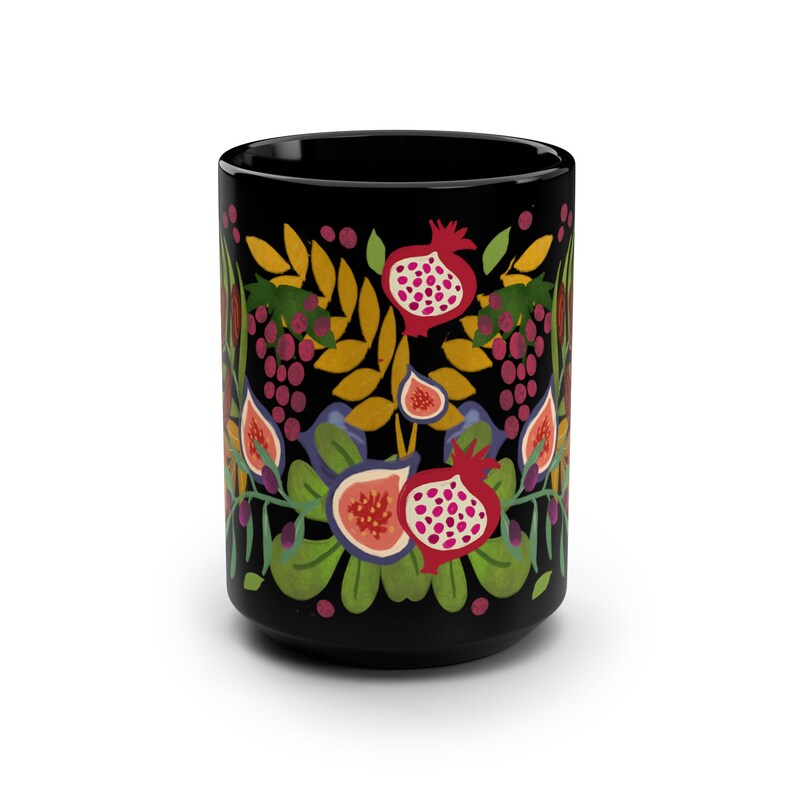 7 Fruits of Israel Black Mug 7 Species of Israel Mug, Tea Cup Coffee ...