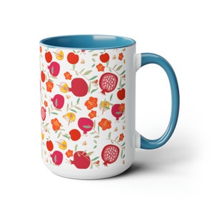 Rosh Hashanah Mug, Apple Honey Pomegranate Art, Jewish Gift, Two-tone ...