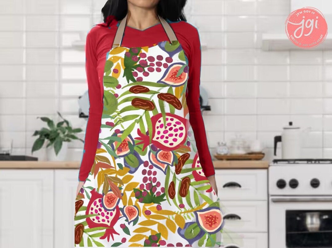 7 Species of Israel Apron, Kitchen Jewish Gifts Israel Art Israeli ...