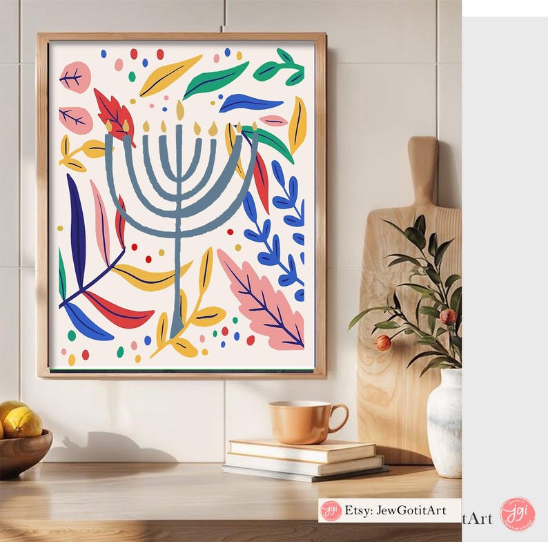 Menorah Hanukkah Art Poster Menorahs Am Yisrael Chai Jewish Gift ...