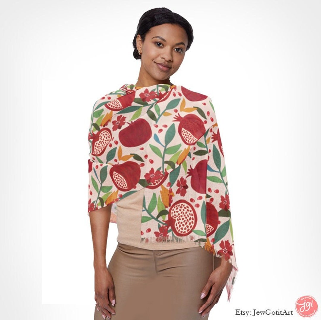 Pomegranates of Israel Scarf Head Headwrap Fruit Scarves Women Fabric ...