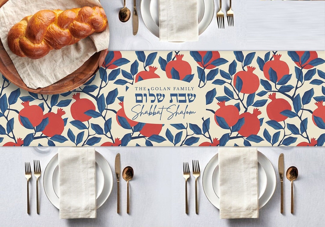 Personalized Shabbat Shalom Table Runner, Jewish Gift Shabbos ...