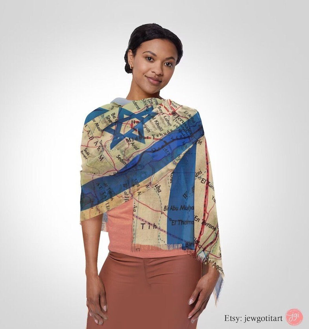 Israel Flag Map Scarf Light Men Women Fabric Hair Cover Covering Jewish ...