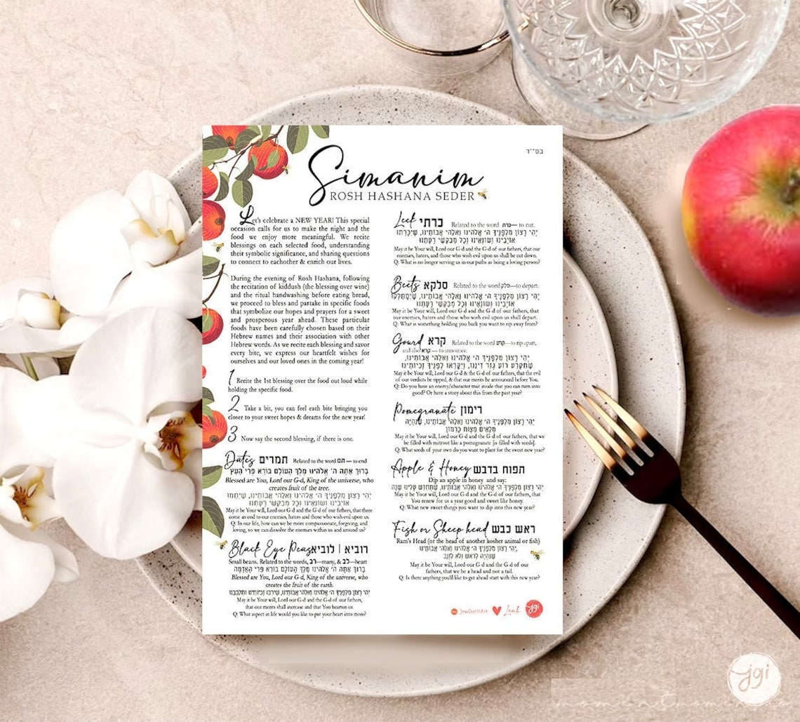 Blessings Rosh Hashanah Printable Sheet Table Decor Jewish - Etsy