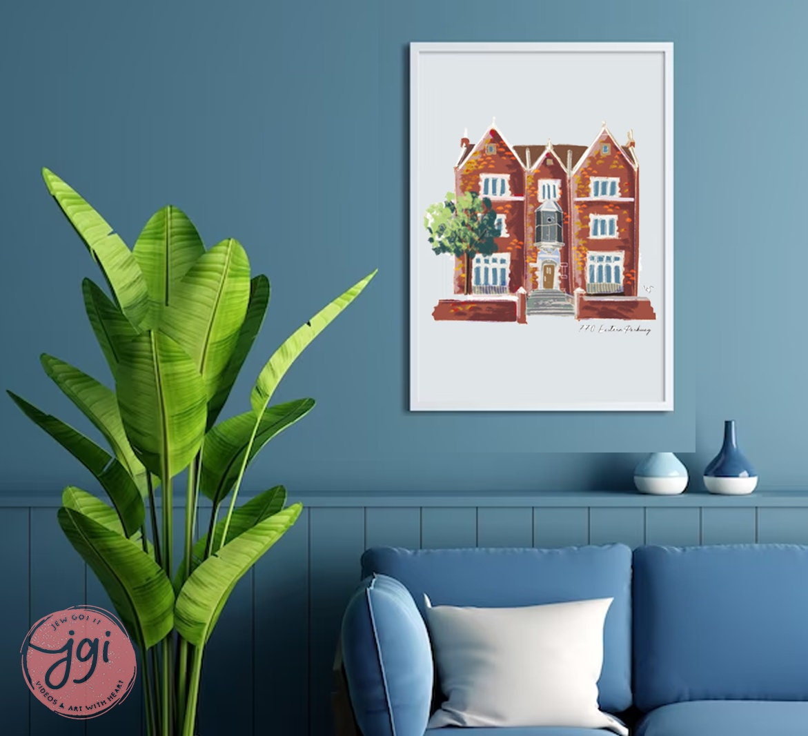 770 Chabad House Art, Drawing, Jewish Art, Premium Matte Vertical ...