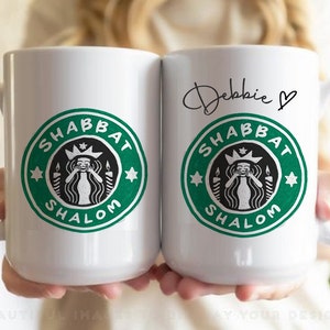Custom Starbucks Shabbat Shalom Mug With Heart | Good Shabbos ...